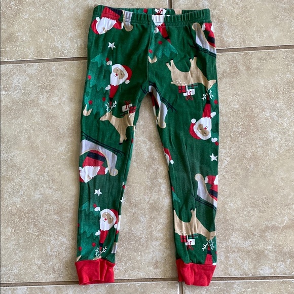 Bottoms | Festive Green Santa And Reindeer Pajama Pants | Poshmark